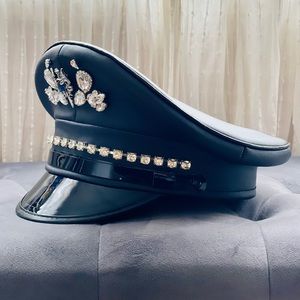 tuckbrand | Accessories | Double Dragon Jeweled Military Peaked Black ...